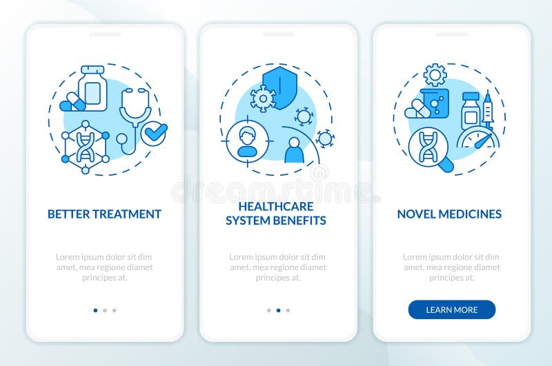 Benefits of Precision Medicine Blue Onboarding Mobile App Screen Stock ...