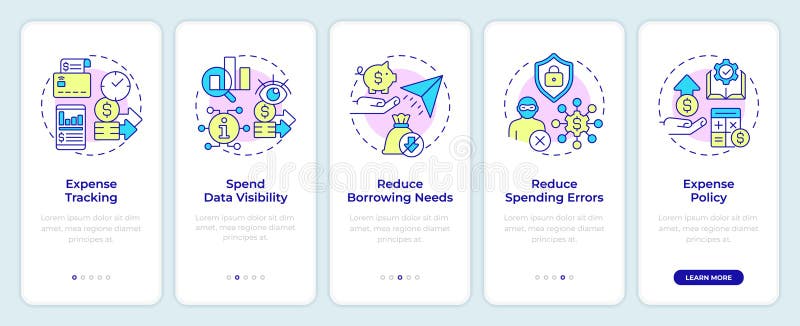 Benefits of Spend Management Onboarding Mobile App Screen Stock Vector ...