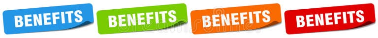Benefits Sticker. Benefits Sticker Set on White Background Stock Vector ...