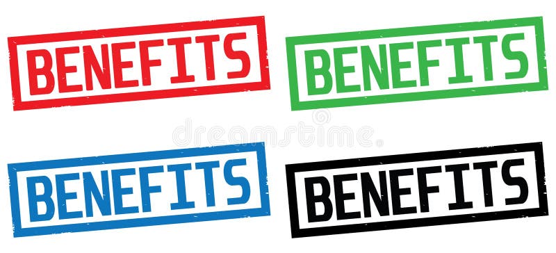 BENEFITS Text, on Rectangle Border Stamp Sign. Stock Illustration ...