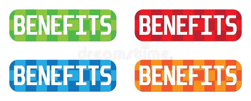 BENEFITS Text, on Rectangle, Zig Zag Pattern Stamp Sign. Stock ...