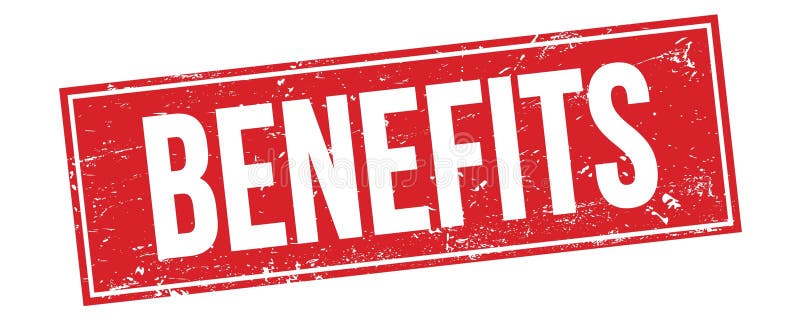 BENEFITS Text on Red Grungy Rectangle Stamp Stock Illustration ...