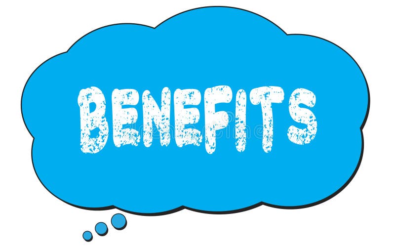 BENEFITS Text Written on a Blue Thought Bubble Stock Illustration ...