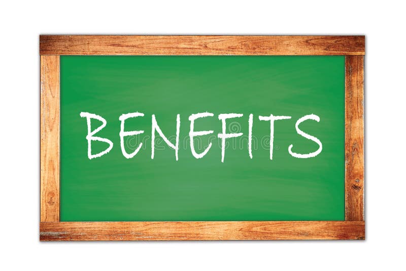 BENEFITS Text Written on Green School Board Stock Illustration ...