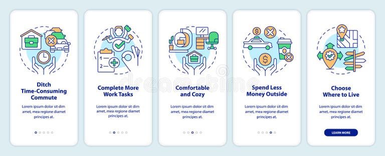 Benefits of Working from Home Onboarding Mobile App Screen Stock Vector ... Benefits of Working from Home Onboarding Mobile App Screen Stock Vector ...