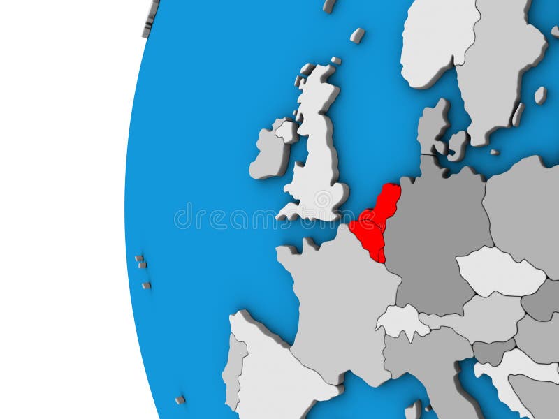 Benelux Union on 3D Globe Isolated Stock Illustration - Illustration of ...
