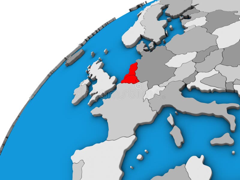 Benelux Union on 3D globe stock illustration. Illustration of country ...