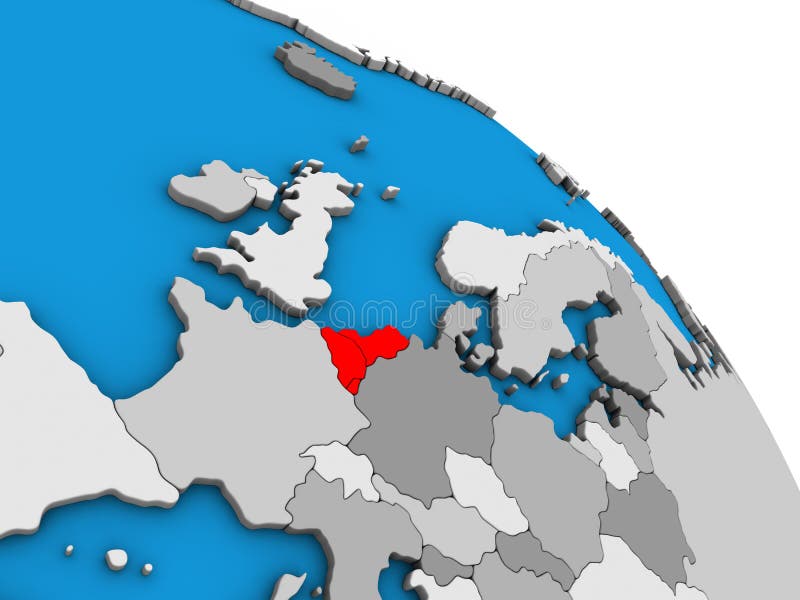 Benelux Union on 3D globe stock illustration. Illustration of ...