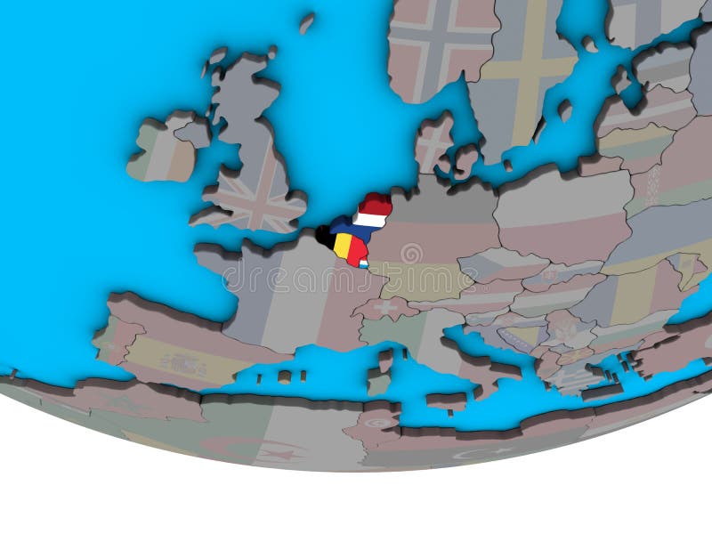 Map Of Benelux With National Flags And Added Distance Between Countries ...