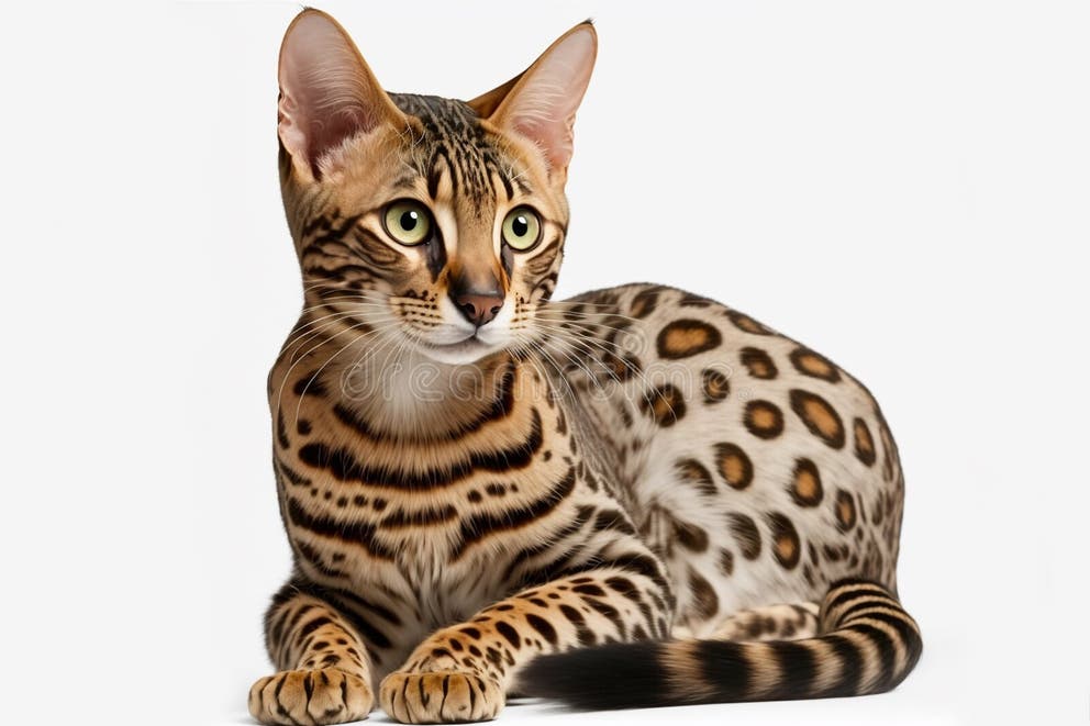 Bengal Cat Breed on a Pure White Background Stock Illustration ...