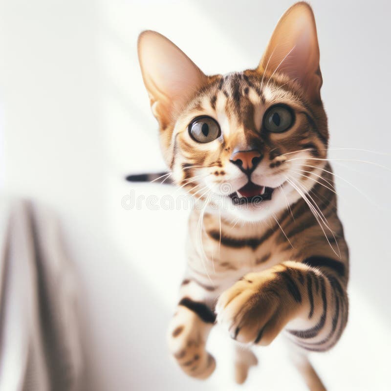 Bengal Cat with a Funny Scared Face with Bulging Eyes Driving a Car. Ai ...