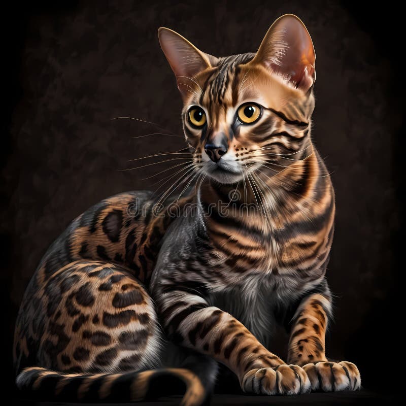 Bengal Cat on Solid Background. Generative AI Stock Illustration ...