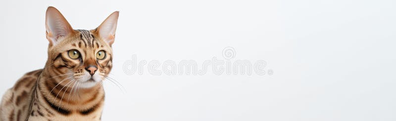 Bengal Cat on White Background. Banner, Panorama or Website Header ...