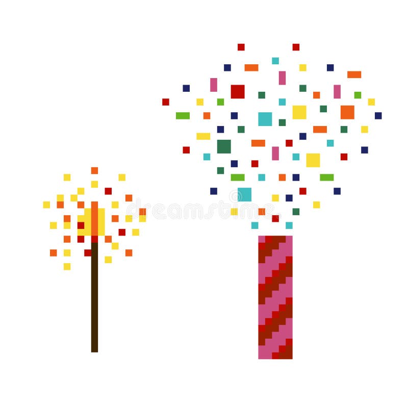 Bengal Firework Sparkler Icon in Pixel Art Stock Vector - Illustration ...