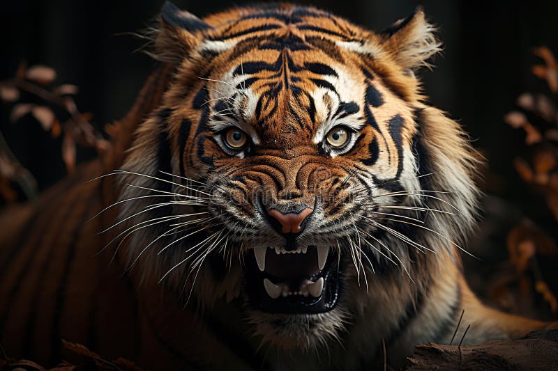 Closeup of an Angry Bengal Tiger Stock Illustration - Illustration of ...
