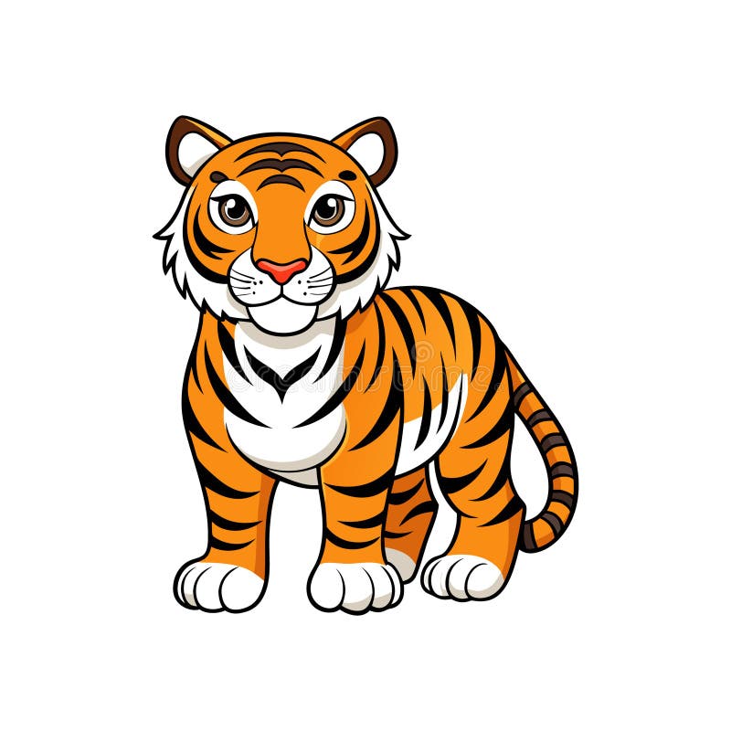 Bengal Tiger Coloring Illustration with Outline Stock Illustration ...