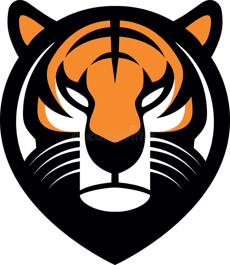Bengal Tiger Logo in Orange Black and White Stock Vector - Illustration ...