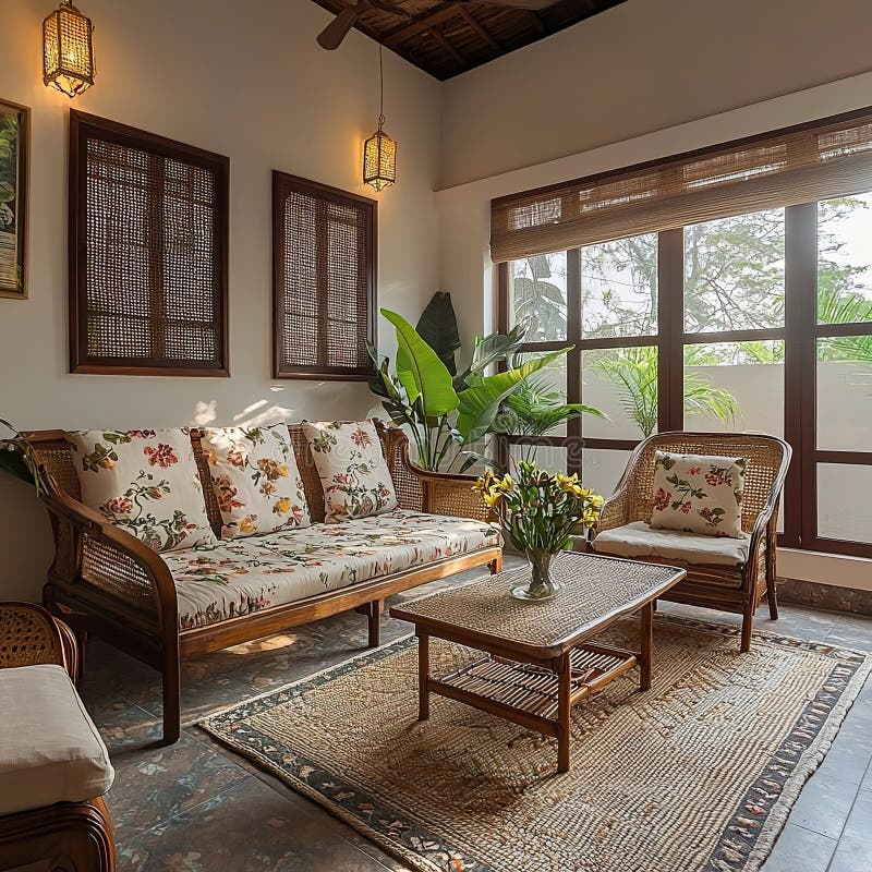 Bengali Serenity an Indian Interior House Stock Illustration ...