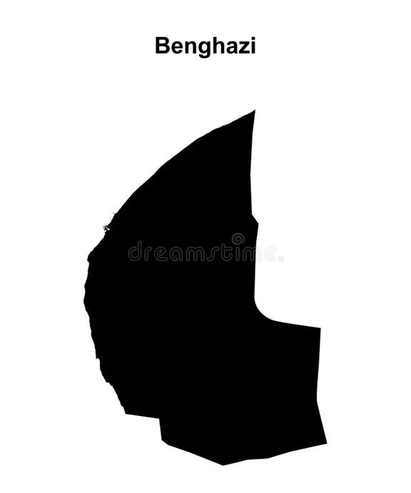 Benghazi outline map stock vector. Illustration of area - 360473486