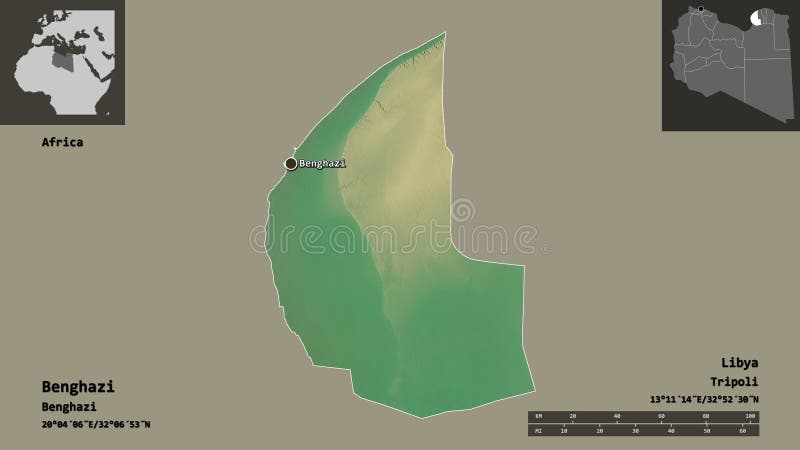 Benghazi, District of Libya,. Previews. Relief Stock Illustration ...