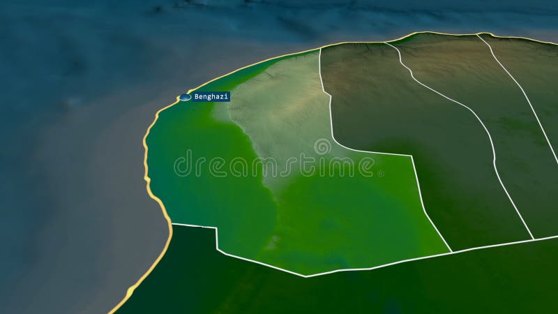 Benghazi, Libya - Highlighted with Capital. Physical Stock Illustration ...