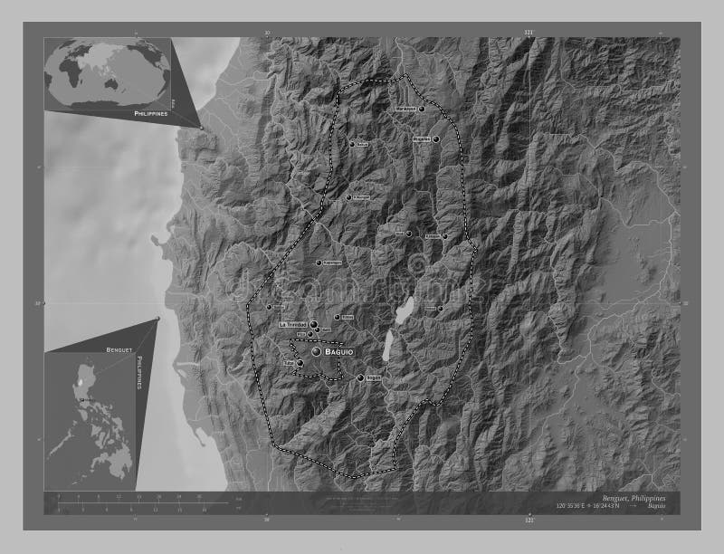 Benguet, Philippines. Bilevel. Labelled Points of Cities Stock ...
