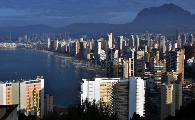Benidorm Aerial View in the Morning Stock Image - Image of sand, people ...