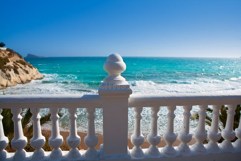 Benidorm Balcon Del Mediterraneo Overzees Van Witte Balustrade Stock ...