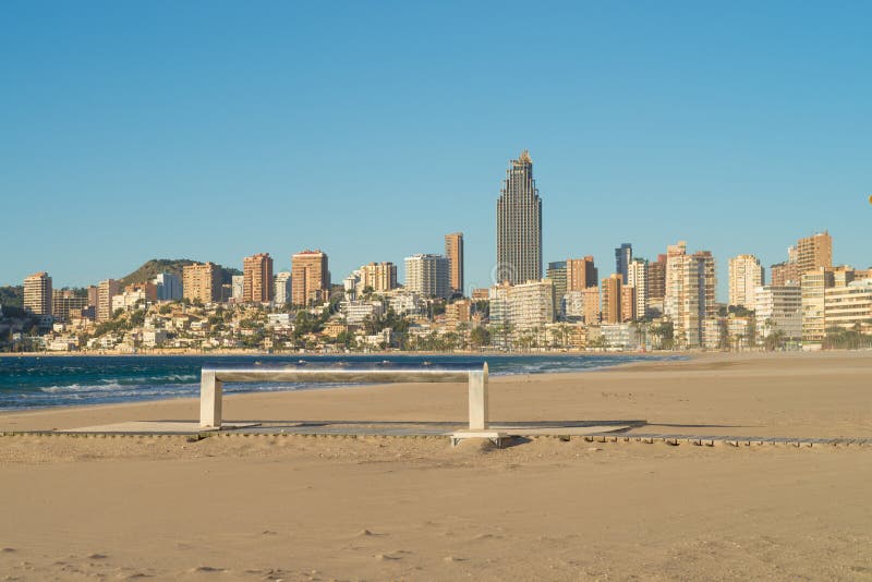 Benidorm beach stock photo. Image of costa, beachfront - 38084454