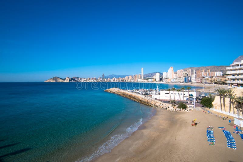 Benidorm beach resort stock image. Image of horizontal - 145698663
