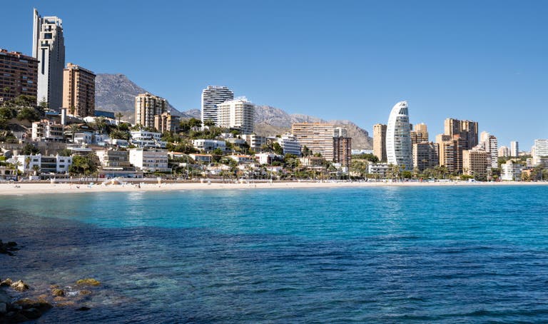 View of Benidorm Beachfront and Hotels Behind the Playa Poniente Stock ...