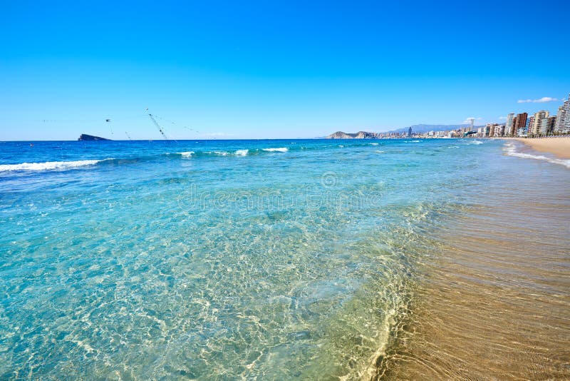 Benidorm Levante Beach in Alicante Spain Stock Image - Image of city ...