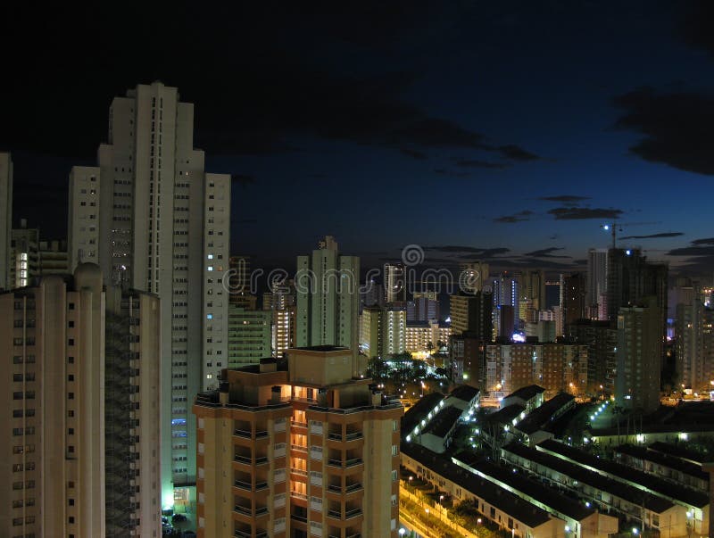 Benidorm at night stock image. Image of scene, urban, spain - 2402827