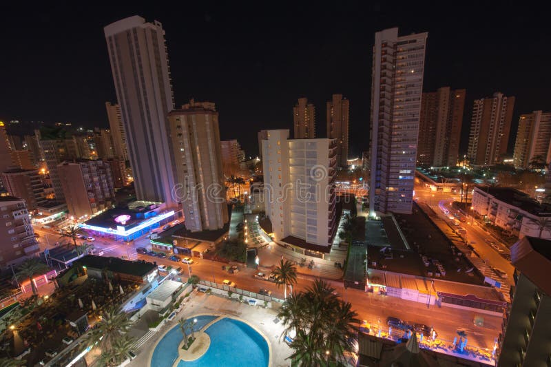 Benidorm by Night stock image. Image of exposure, skyscraper - 6002571