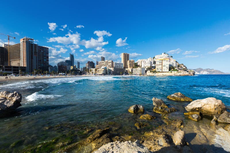 Benidorm panoramic view stock image. Image of city, seascape - 85978053