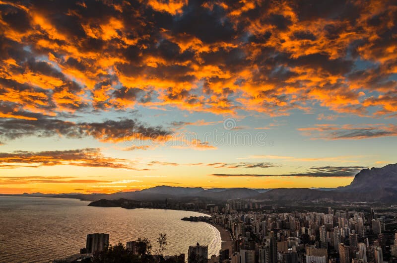 Benidorm Sunset stock image. Image of sunset, alicante - 45778767