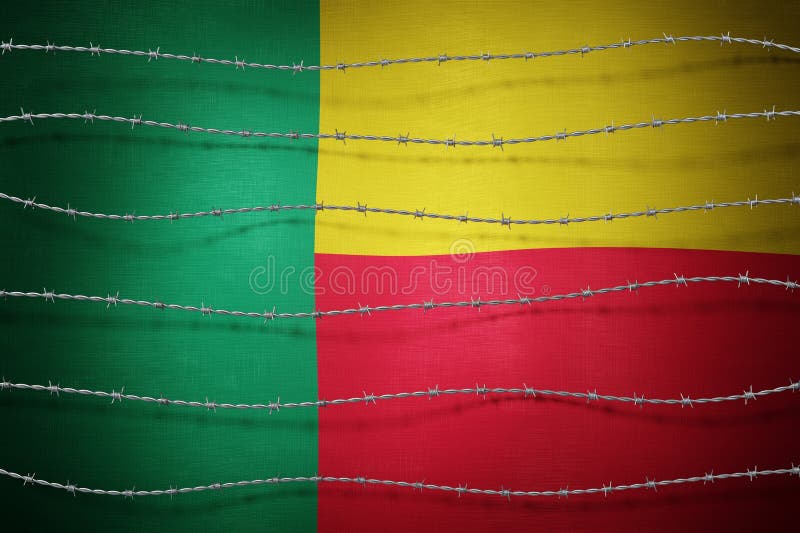 Benin flag and barbed wire stock illustration. Illustration of ...