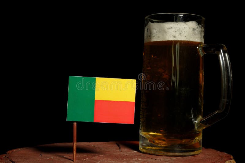 Benin Flag with Beer Mug Isolated on Black Stock Photo - Image of ...