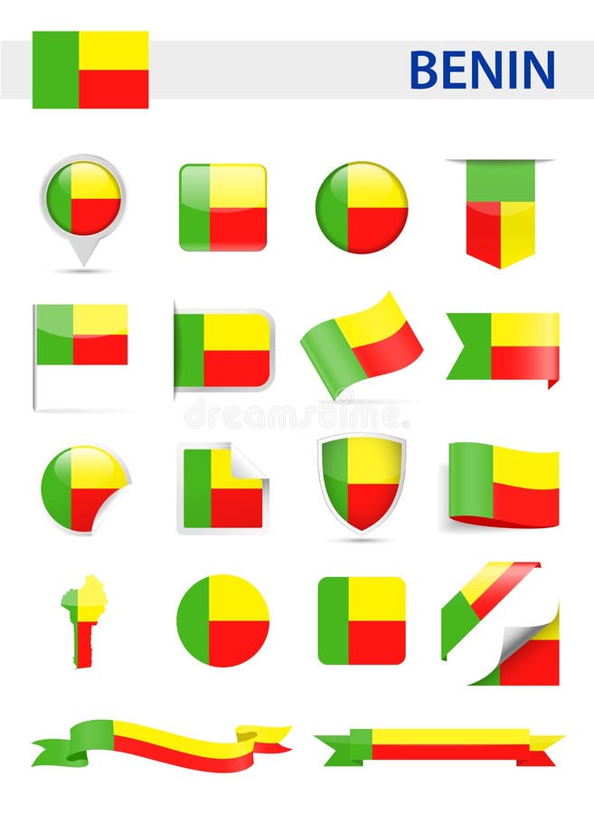 Benin Flag Vector Set stock illustration. Illustration of independence ...