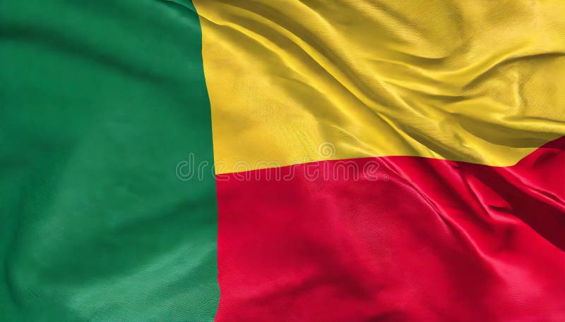 Benin Flag, with Waving Fabric Texture Stock Illustration ...