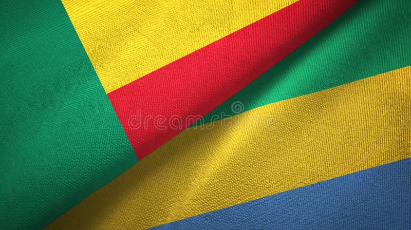 Benin and Gabon Two Flags Textile Cloth, Fabric Texture Stock ...