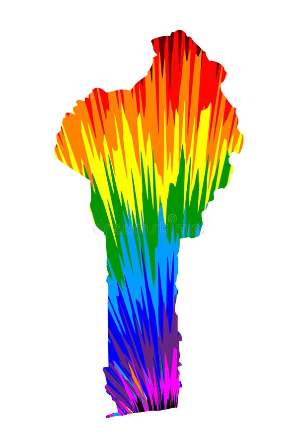 Benin Map Is Designed Rainbow Abstract Colorful Pattern Republic Of