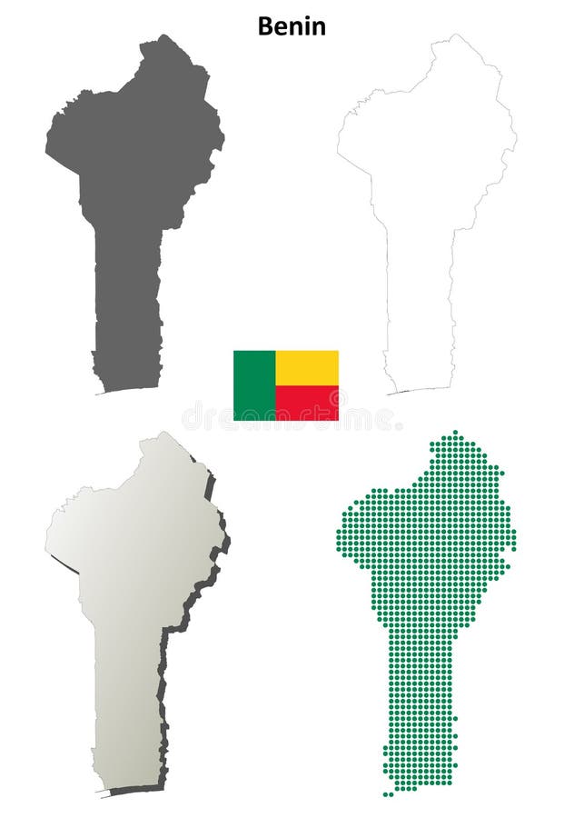 Benin Outline Map Country Shape State Borders Stock Vector ...