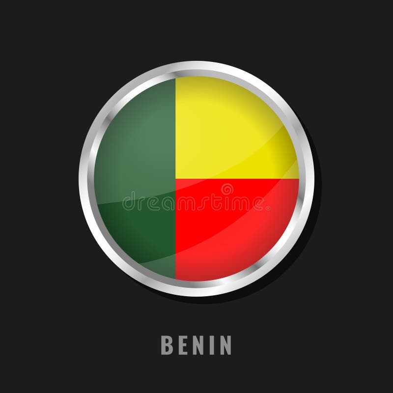 BENIN Round Framed National Flag. Circular Glossy Flag of BENIN Stock ...