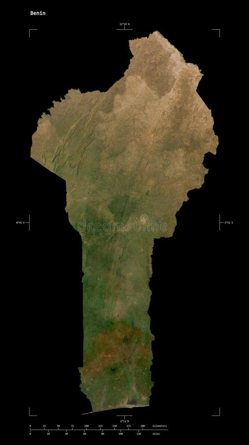 Benin Shape on Black. Low-res Satellite Stock Illustration ...