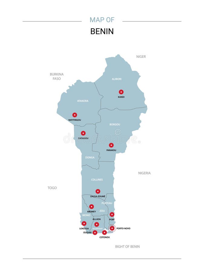 Benin Map Vector With Red Pin. Stock Vector - Illustration of button ...
