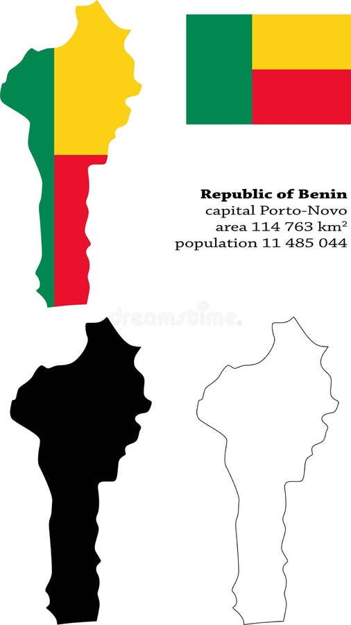 Benin Vector Map, Flag, Borders, Mask , Capital, Area and Population ...