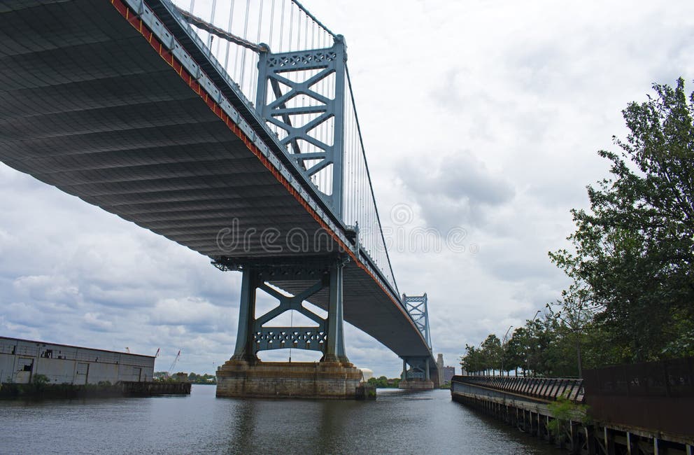 Benjamin Franklin Bridge on a Cloudy Day -03 Editorial Photo - Image of ...