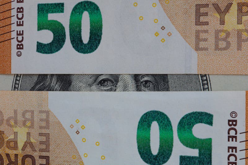 Benjamin Franklin Peeking through 50 Euro Banknotes Stock Image - Image ...