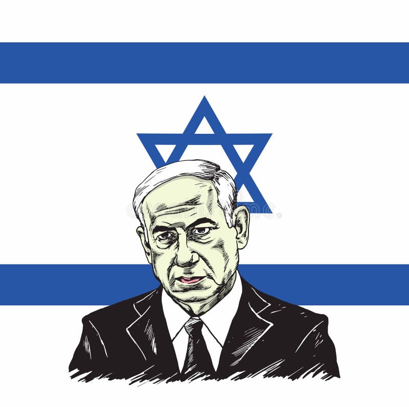 Benjamin Netanyahu Med Den Israel Flag Background Illustration Vector ...